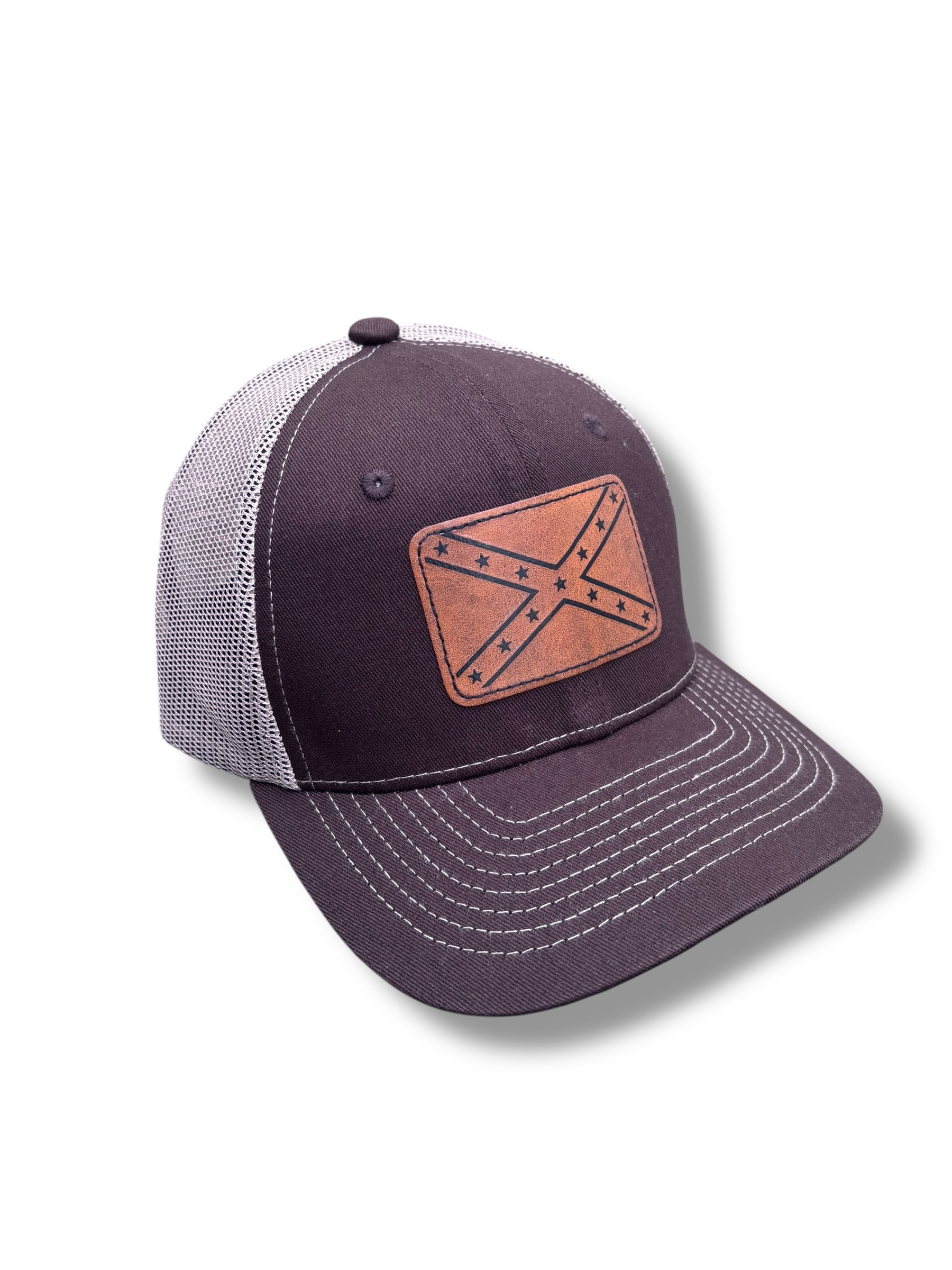 Confederate Shop — Apparel — OSB Trucker Hat – Leather Jack, Brown/Tan