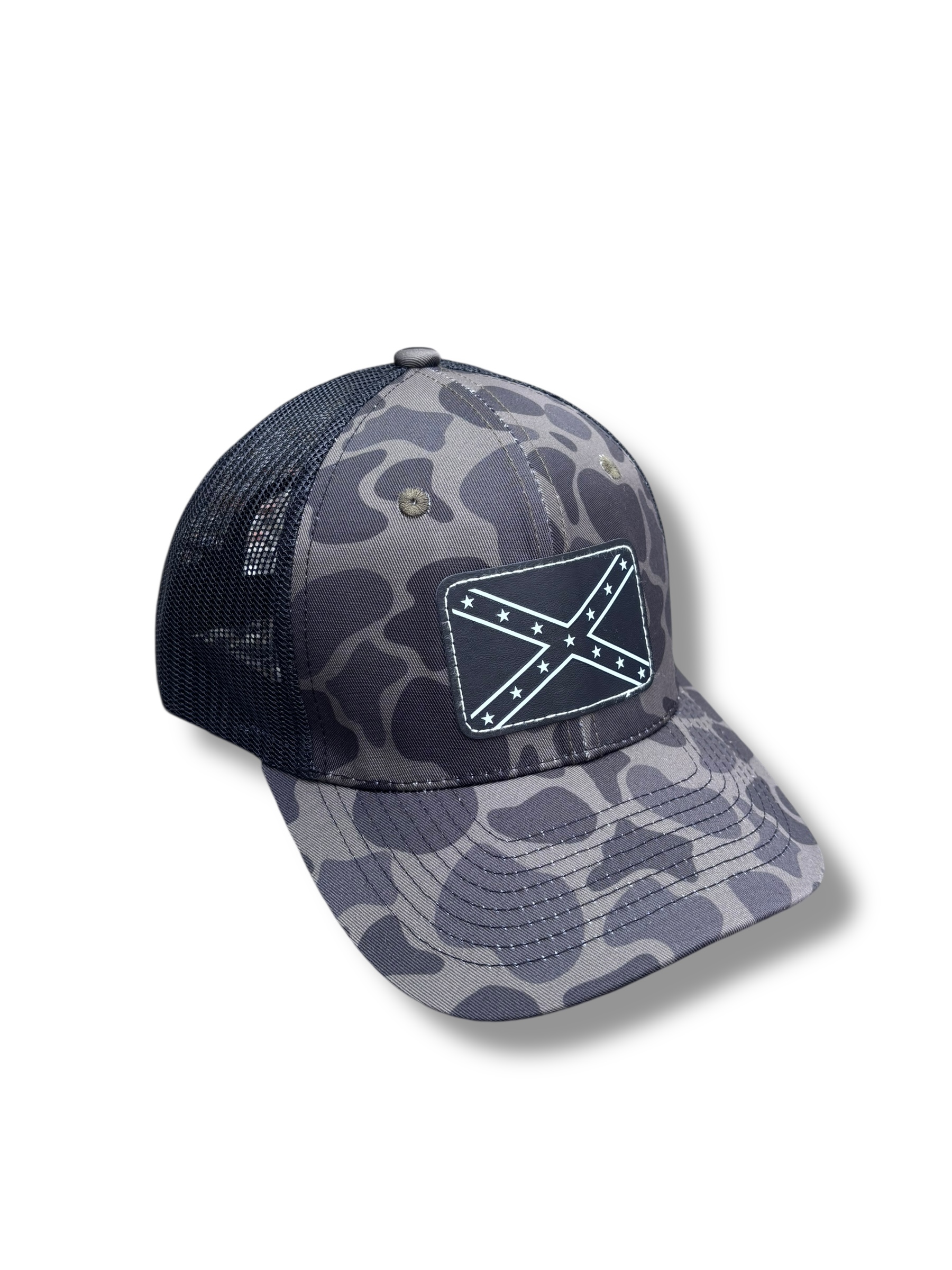 Confederate Shop — Apparel — OSB Trucker Hat - Leather Jack, Forrest Camo